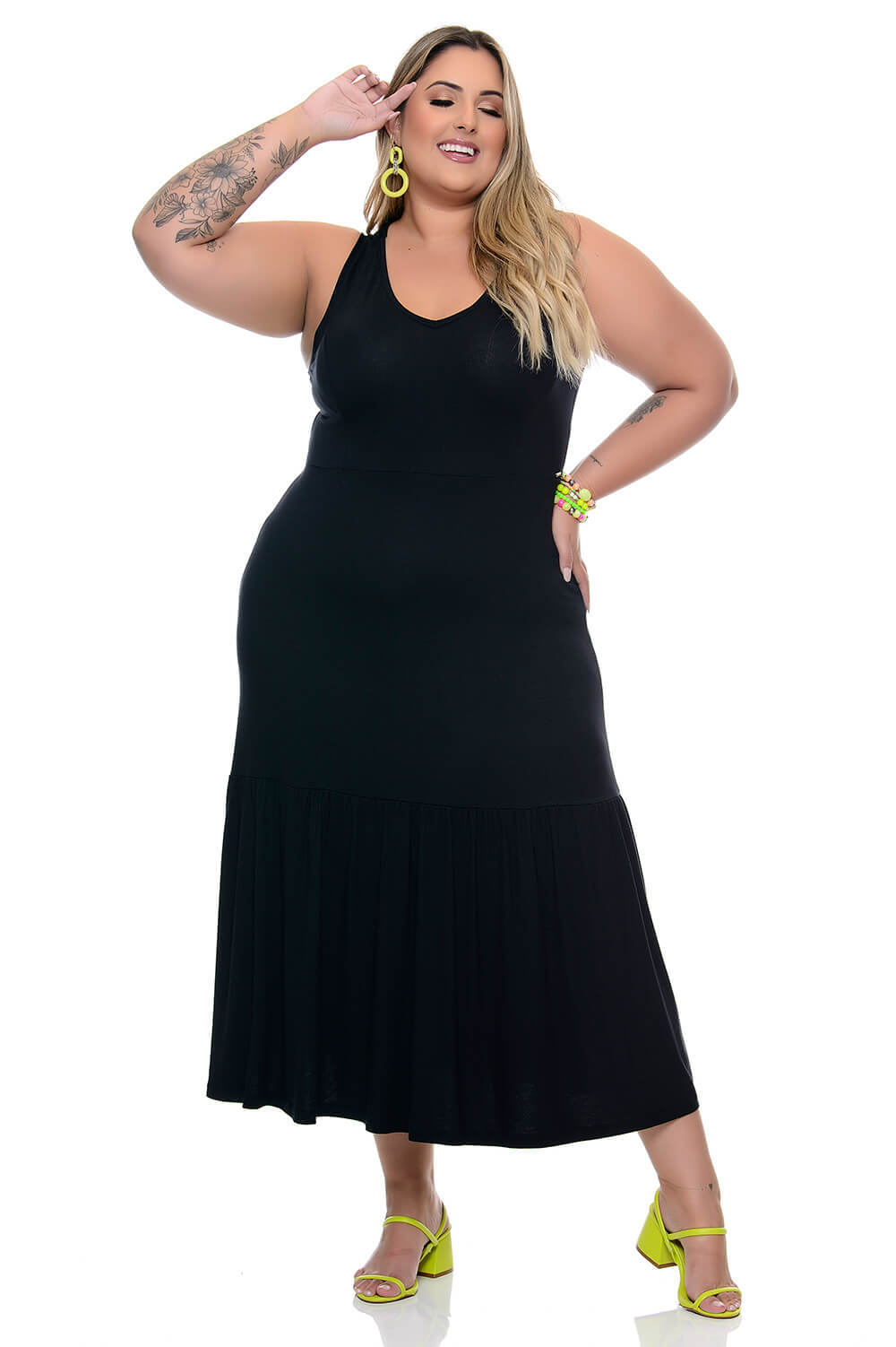 Vestido Plus Size Sem Mangas Preto Vk Moda Plus Size