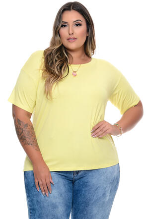 T-shirt Plus Size Básica Lisa Roxa | Vk Moda Plus Size